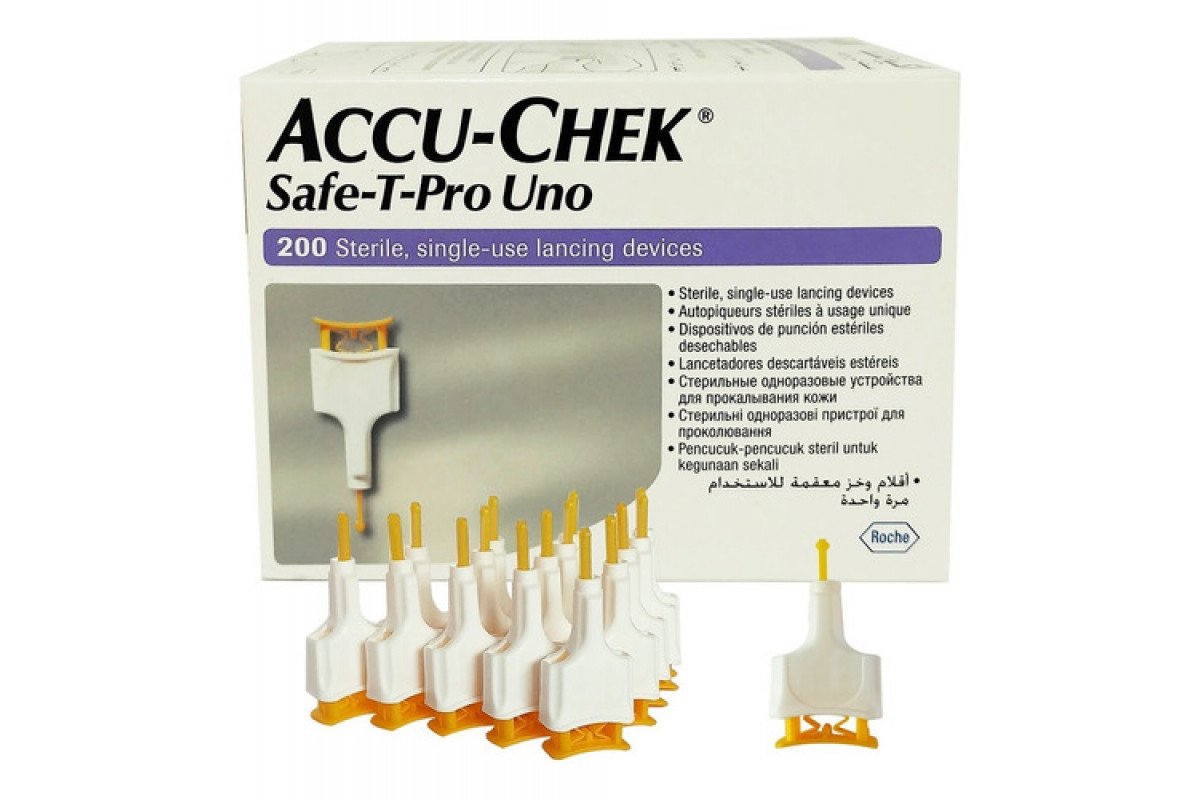 Ланцети Акку-Чек Сейф-Т-Про Уно (Accu-Chek Safe-T-Pro Uno), 200 шт ...